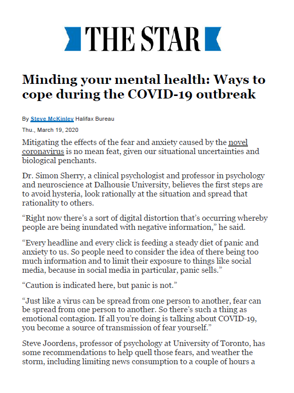 Coping With Fear, Anxiety and Stress Related to Coronavirus (COVID-19 ...